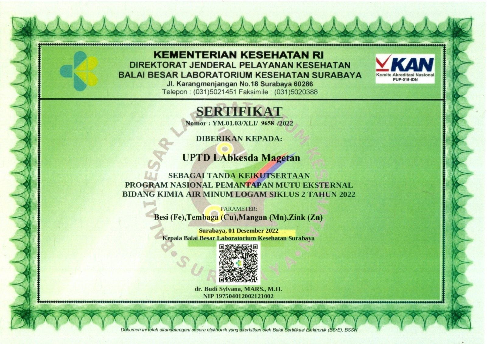 Sertifikasi - LABKESDA MAGETAN